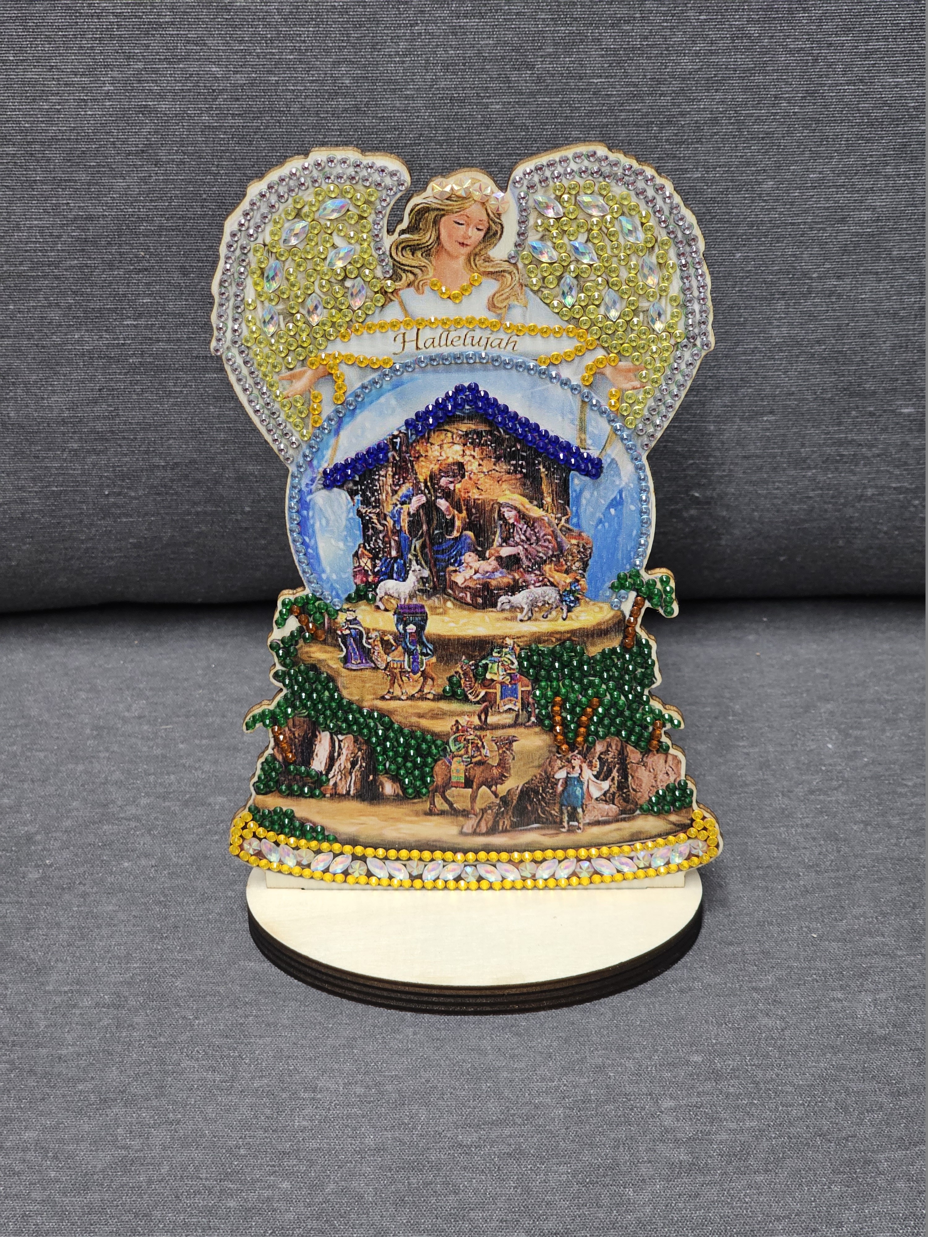 Weihnachtsdeko Diamond Painting handmade Ornament aus Holz, Motiv Engel ...